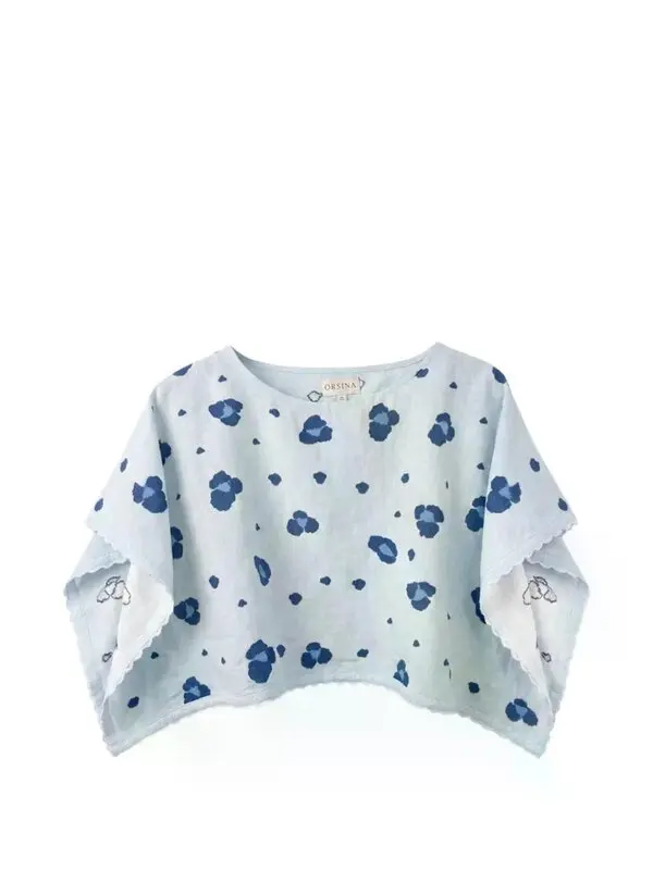 ORSINA Leopard Print Scalloped Edge Top