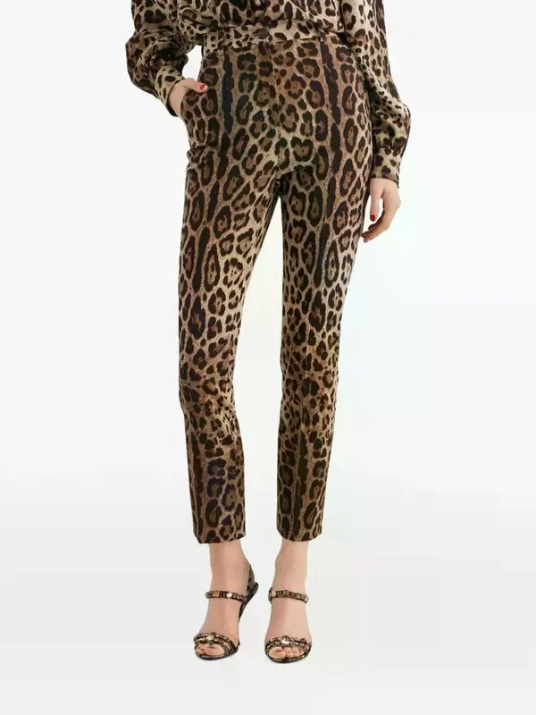 Dolce & Gabbana Leo-print Wool Cigarette Trousers