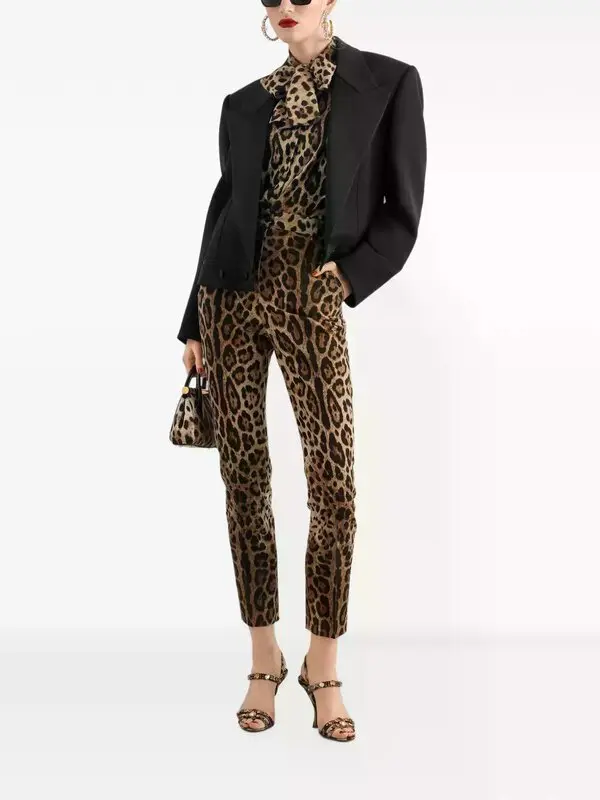 Dolce & Gabbana Leo-print Wool Cigarette Trousers