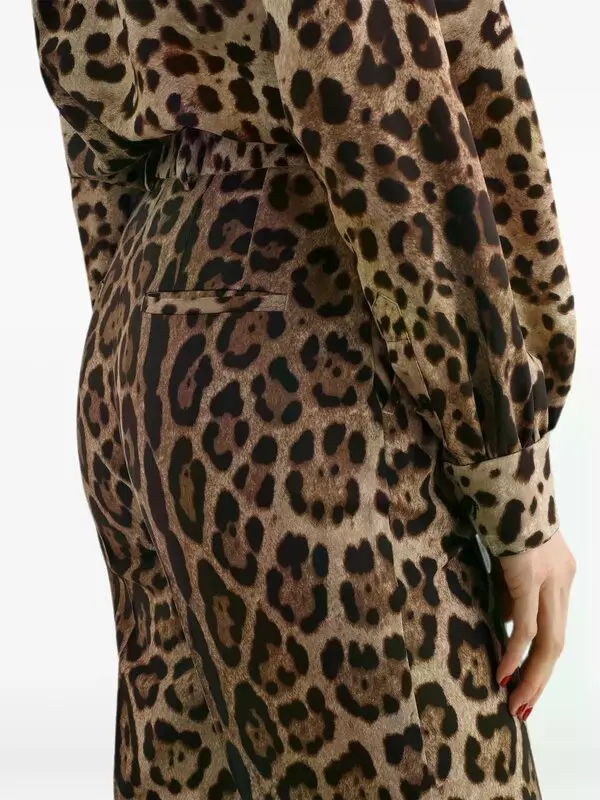 Dolce & Gabbana Leo-print Wool Cigarette Trousers