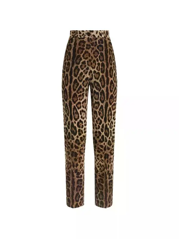 Dolce & Gabbana Leo-print Wool Cigarette Trousers
