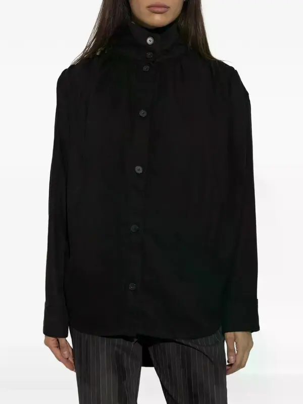 IRO PARIS Fenya High-neck Gathered Denim Shirt