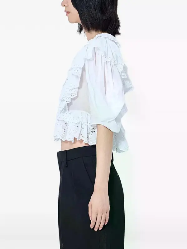 Chloé Cropped Ruffled Cotton Blouse