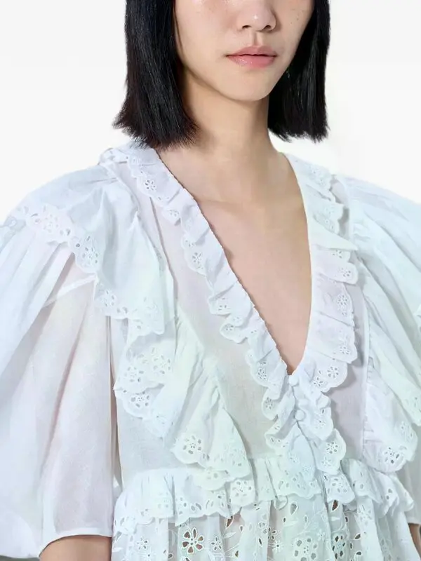 Chloé Cropped Ruffled Cotton Blouse