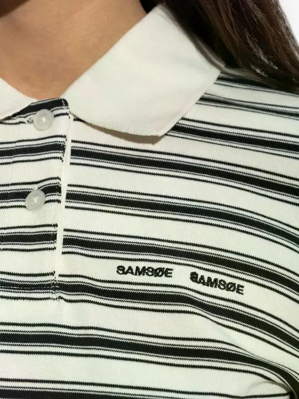 SAMSOE SAMSOE Striped Long-sleeve Polo Shirt