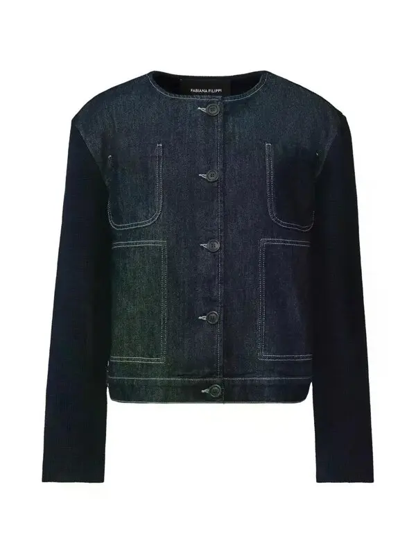 Fabiana Filippi Panelled Contrast-stitch Denim Jacket