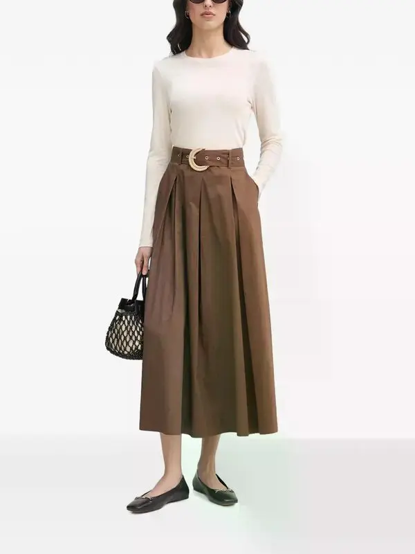 GAUDI Belted Pleated Midi Skirt