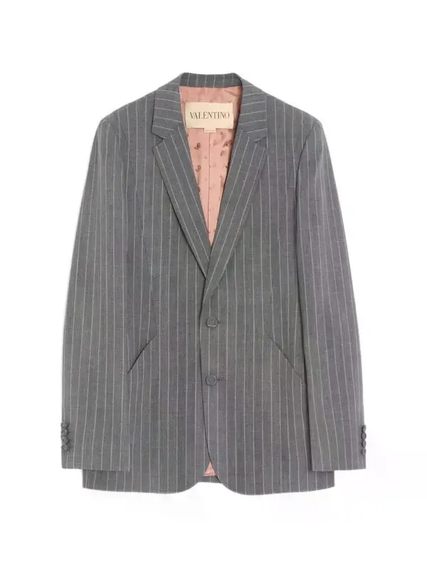 Valentino Garavani Single-breasted Jacket In Pinstripe Wool
