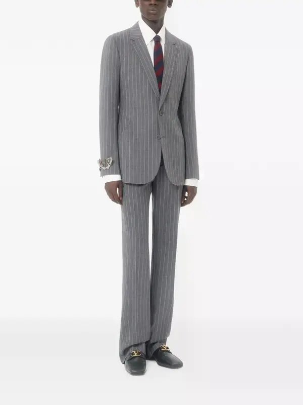 Valentino Garavani Single-breasted Jacket In Pinstripe Wool