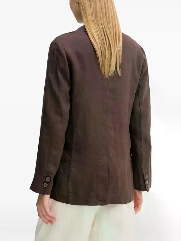 BENETTON Single-breasted Linen Blazer - Brown