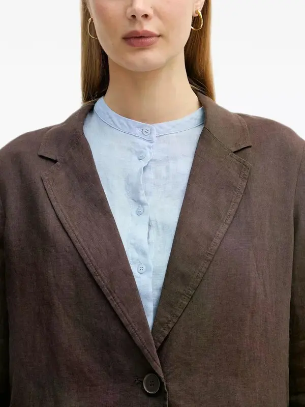 BENETTON Single-breasted Linen Blazer - Brown