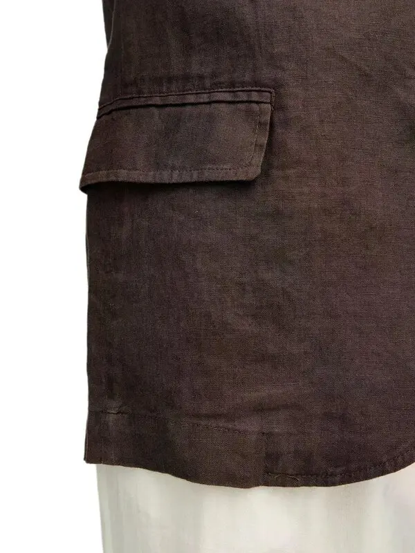 BENETTON Single-breasted Linen Blazer - Brown