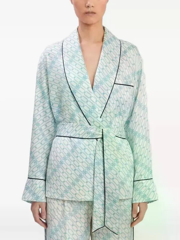 Victoria Beckham Alba Portofino Print Belted Jacket