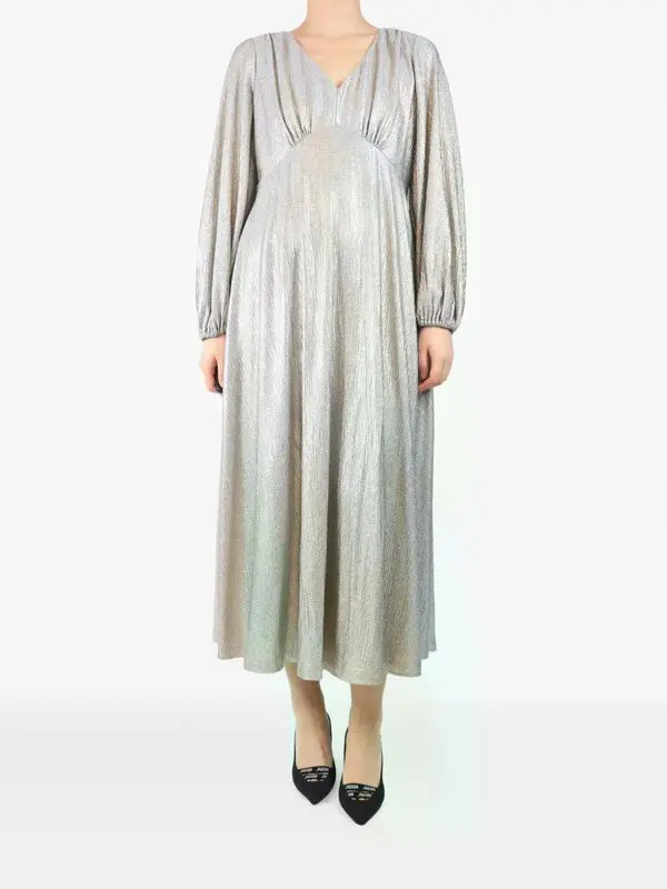 WYse Crinkle Metallic V-neck Dress