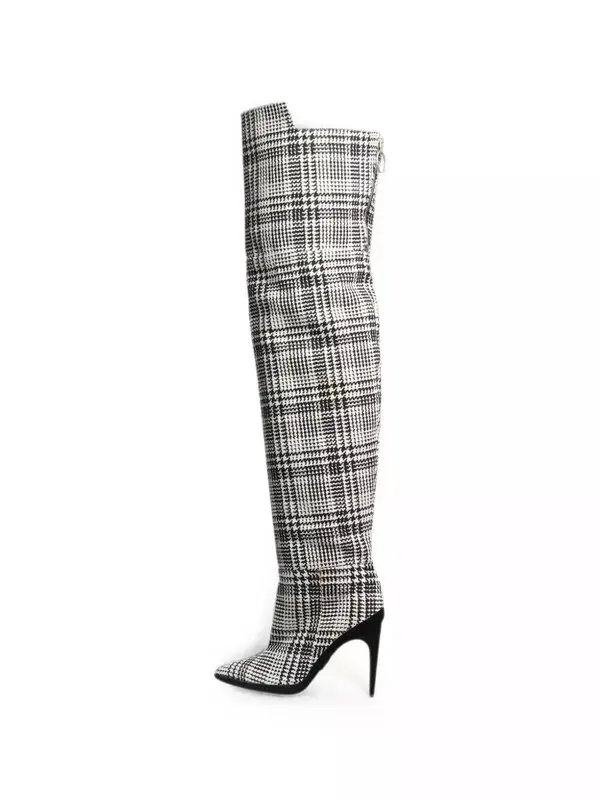 Off-White Tartan Pattern Knee-high Boots