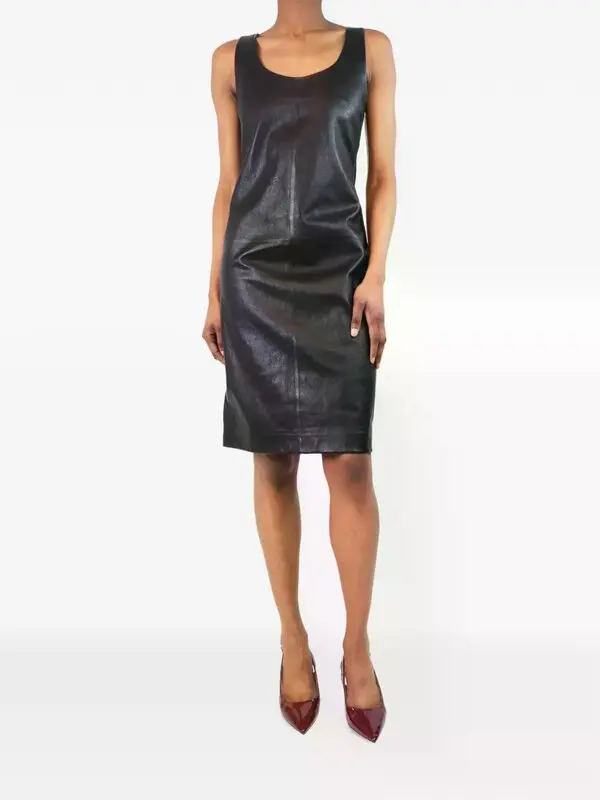 Bottega Veneta Scoop Neck Leather Mini Dress