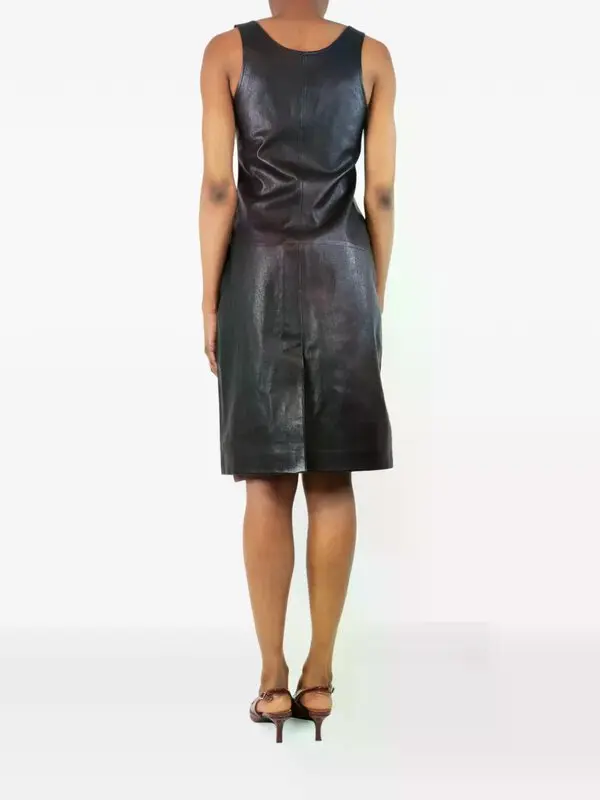 Bottega Veneta Scoop Neck Leather Mini Dress