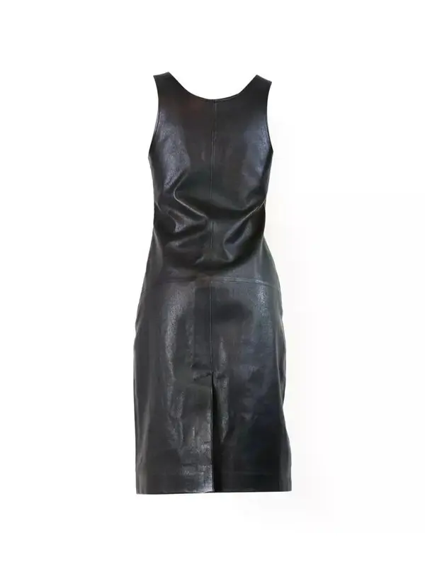 Bottega Veneta Scoop Neck Leather Mini Dress