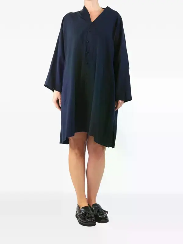 BABAGHURI TRAVEL V-neck Button-front Mini Dress With Embroidered Motif