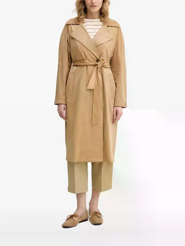 BENETTON Double-breasted Belted Suede-like Coat
