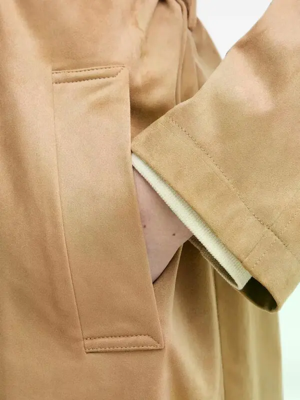 BENETTON Double-breasted Belted Suede-like Coat