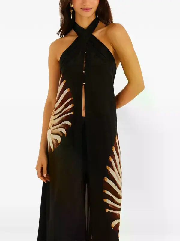 Farm Rio Ammonite Printed Halterneck Top