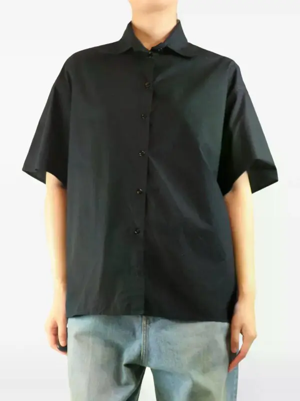 G. Short-sleeved Cotton Shirt With Classic Collar