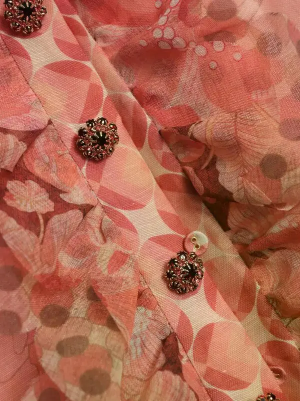 Zimmermann Ruffled Floral-print High Neck Puff Sleeve Blouse