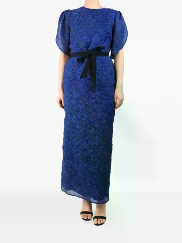 Erdem Cloqué Belted Maxi Dress