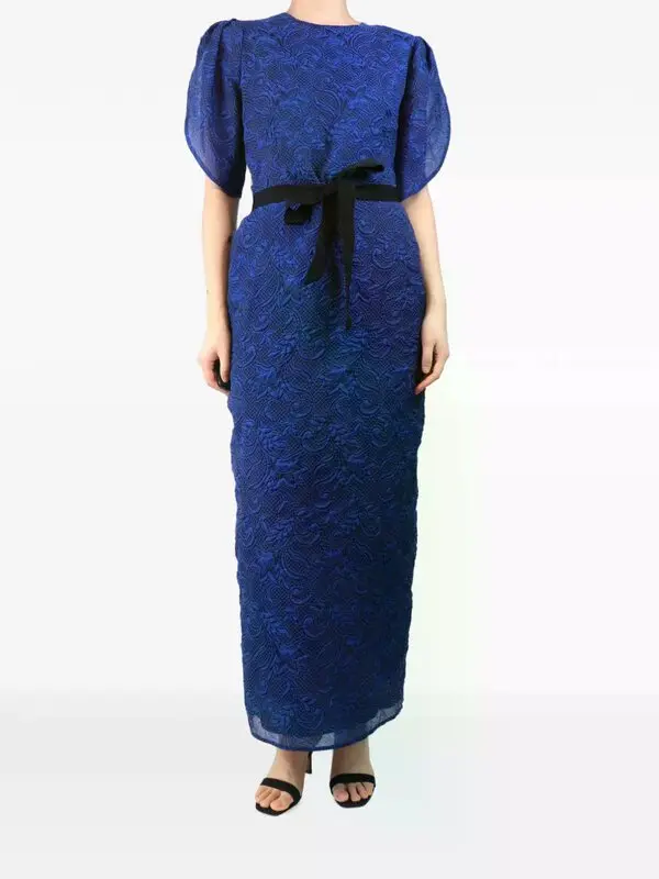 Erdem Cloqué Belted Maxi Dress