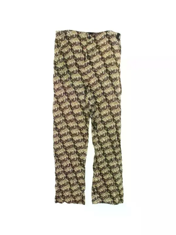 Fendi 2010s All-over Geometric Pattern Silk Trousers