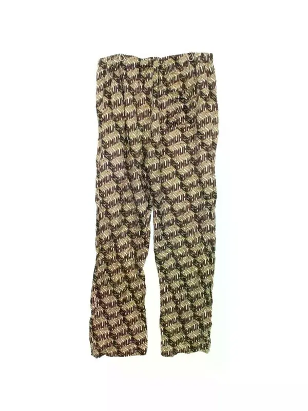 Fendi 2010s All-over Geometric Pattern Silk Trousers