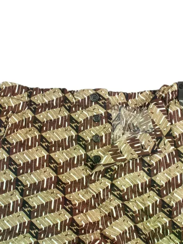 Fendi 2010s All-over Geometric Pattern Silk Trousers
