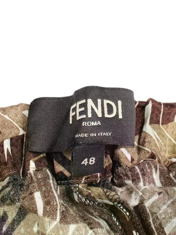 Fendi 2010s All-over Geometric Pattern Silk Trousers