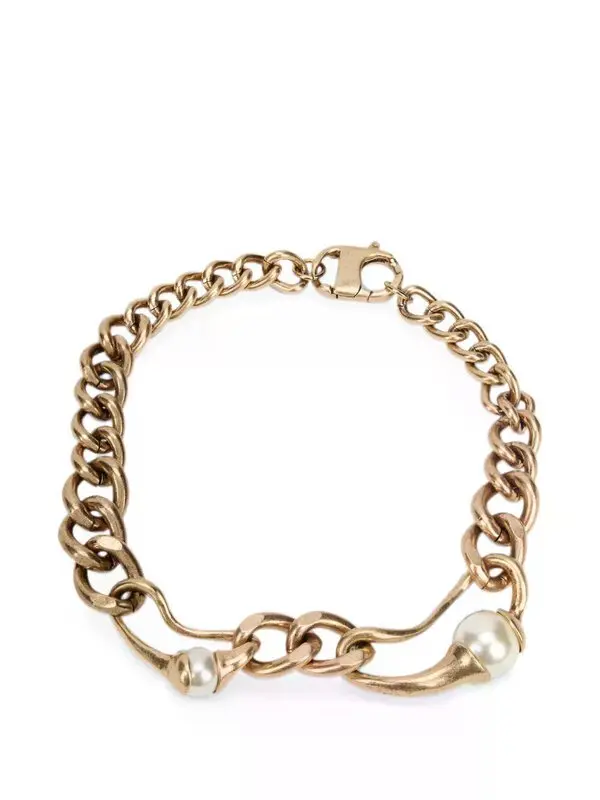 Max Mara Tone Curb-link Faux Pearl Embellished Necklace - Gold