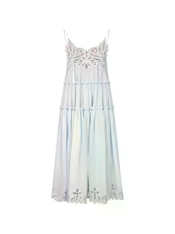 Ulla Johnson Filippa Lace-appliqué Silk Maxi Dress - Blue