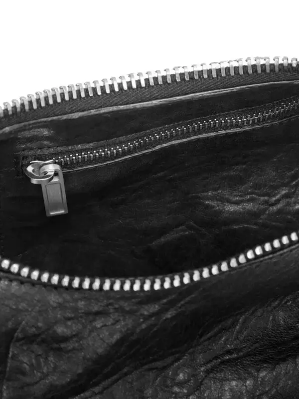 Rick Owens Crinkled Leather Shoulder Bag - Black