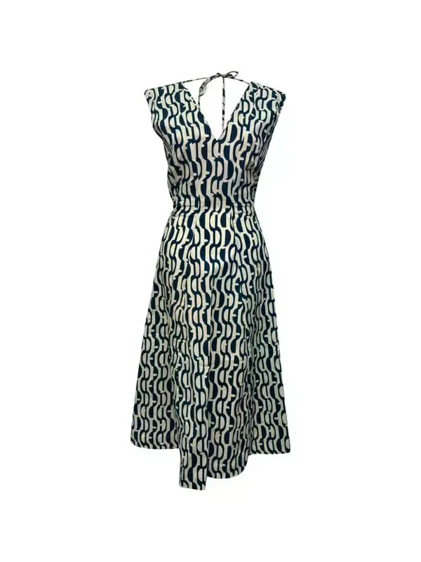 Max Mara Geometric Print Halterneck Midi Dress