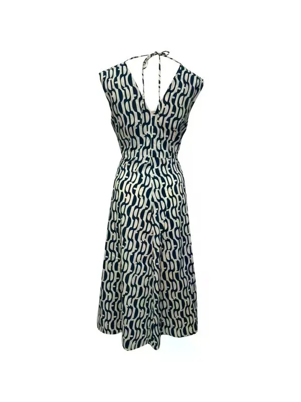 Max Mara Geometric Print Halterneck Midi Dress