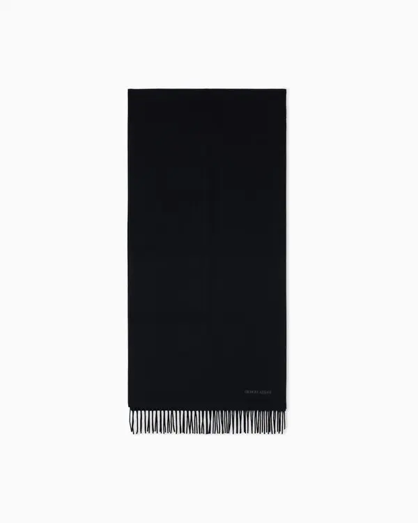 Giorgio Armani Wool Stole With Fringe - Black