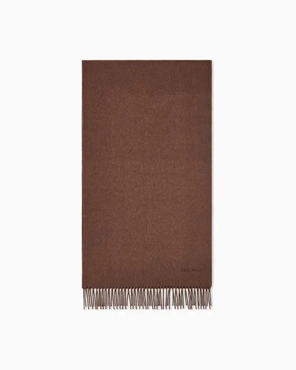 Giorgio Armani Wool Stole With Fringe - Brown