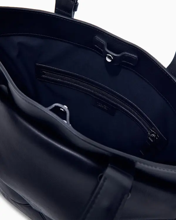 Giorgio Armani Vertical Shopper In Smooth Leather With Mosaic Effect
