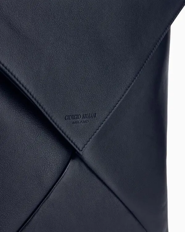 Giorgio Armani Vertical Shopper In Smooth Leather With Mosaic Effect