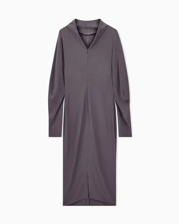 Giorgio Armani Slim-fit Stretch Silk-blend Crepe Midi Dress - Grey
