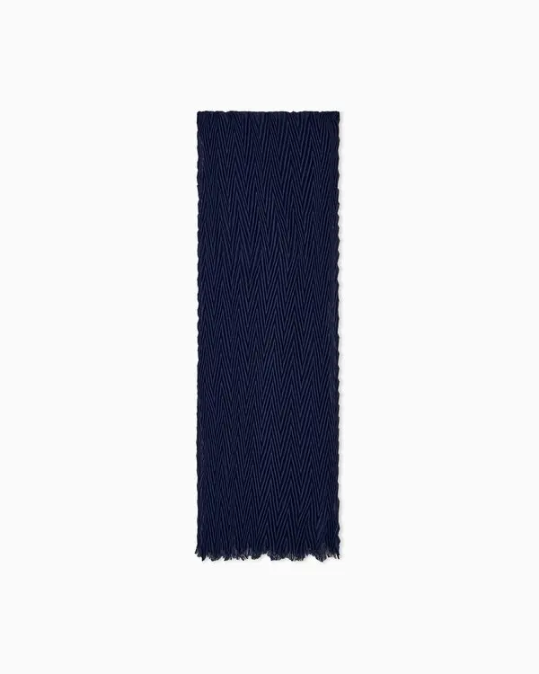 Giorgio Armani Wool Silk Pleated Stole - Blue