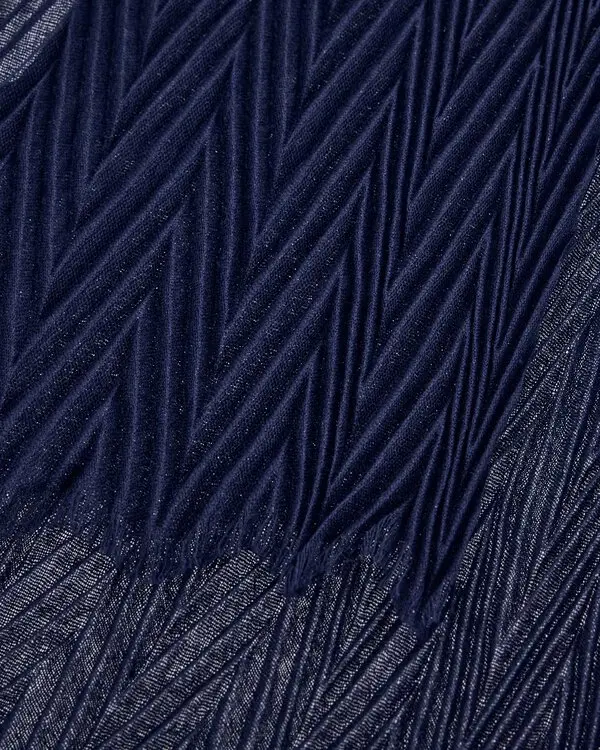 Giorgio Armani Wool Silk Pleated Stole - Blue