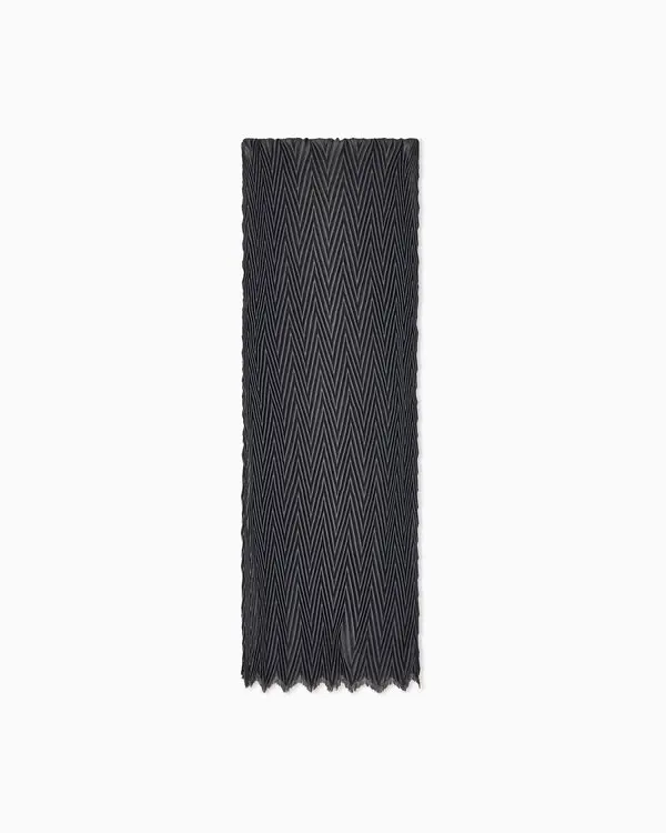 Giorgio Armani Wool Silk Pleated Stole - Grey