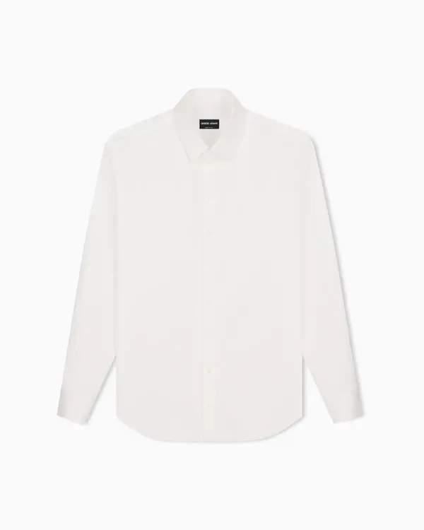 Giorgio Armani Regular Fit Shirt In Cotton Twill With Exposed Buttons
