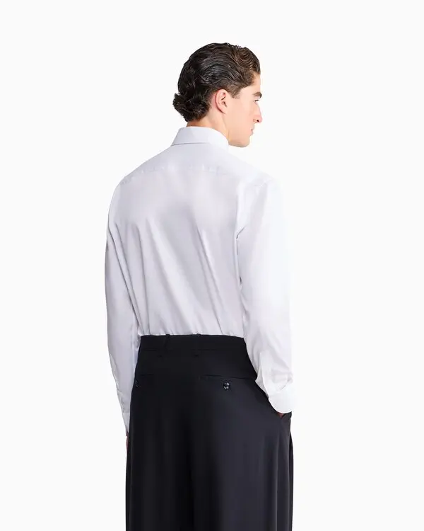 Giorgio Armani Regular Fit Shirt In Cotton Twill With Exposed Buttons
