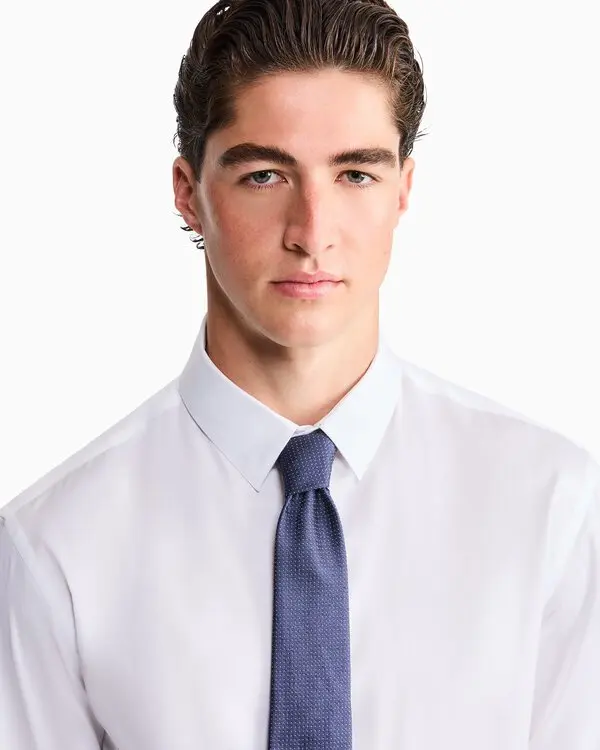 Giorgio Armani Regular Fit Shirt In Cotton Twill With Exposed Buttons